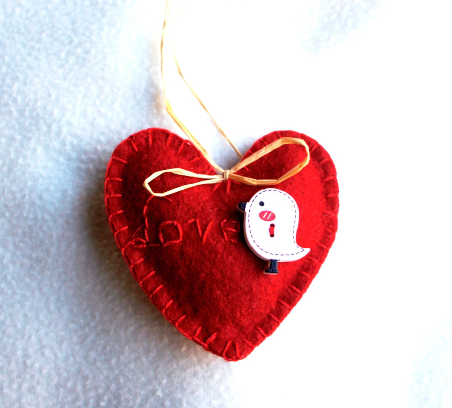 Heart Ornament Felt Set of 2, Red Heart, Valentine's Day, Mother's Day ...