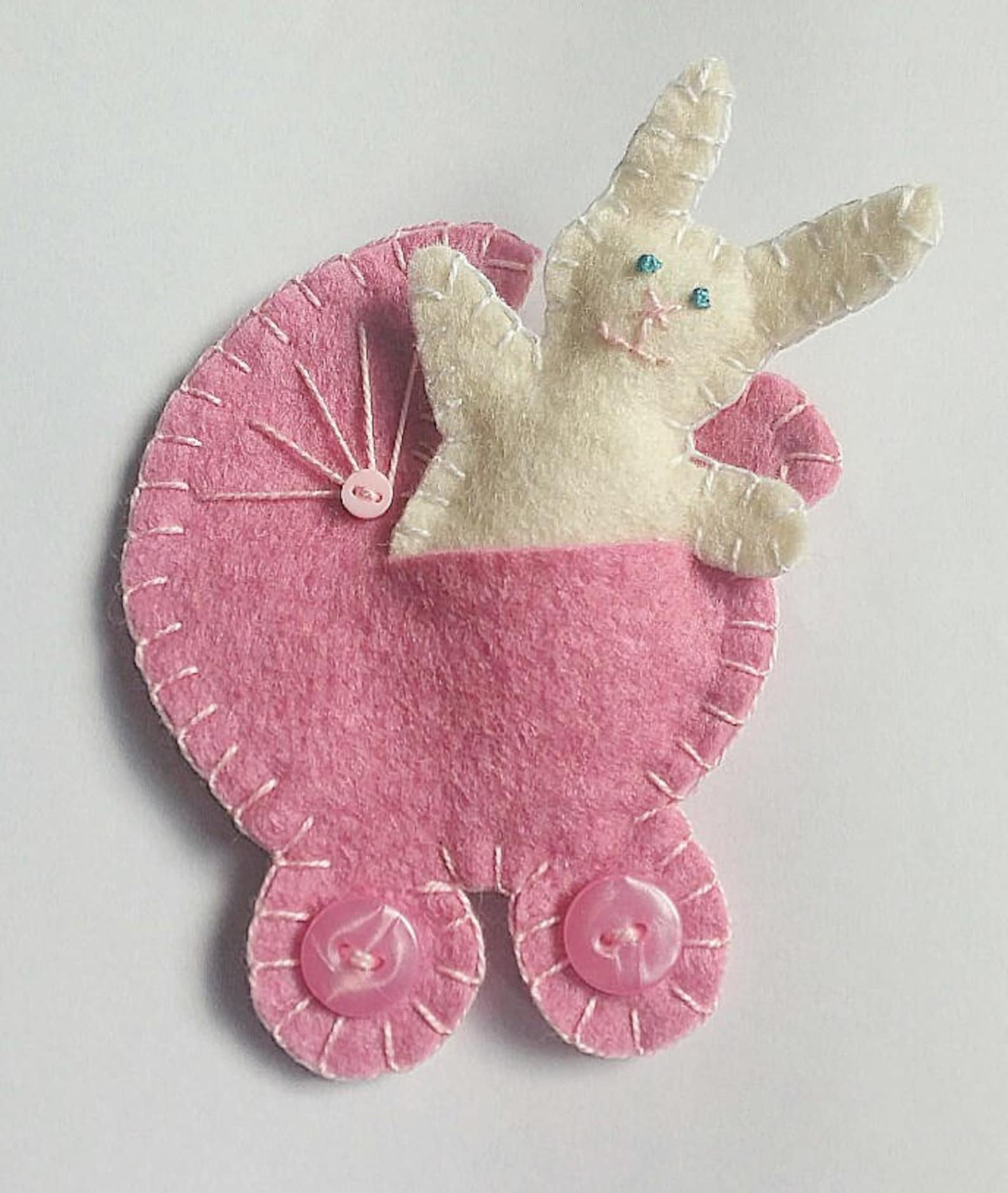Bunny in Pram Felt Ornament, Little Rabbit With Pram Felt Ornament ...
