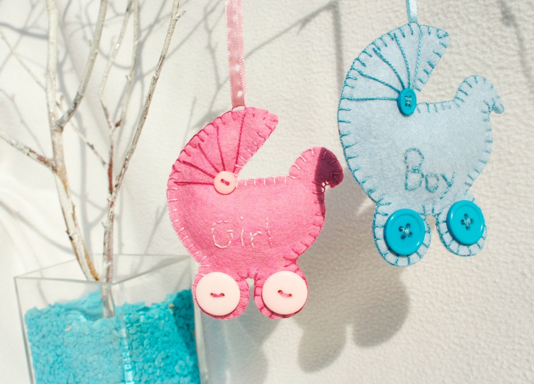 Personalized Felt Pram Ornament, Baby Shower Keepsake, Newborn Present ...