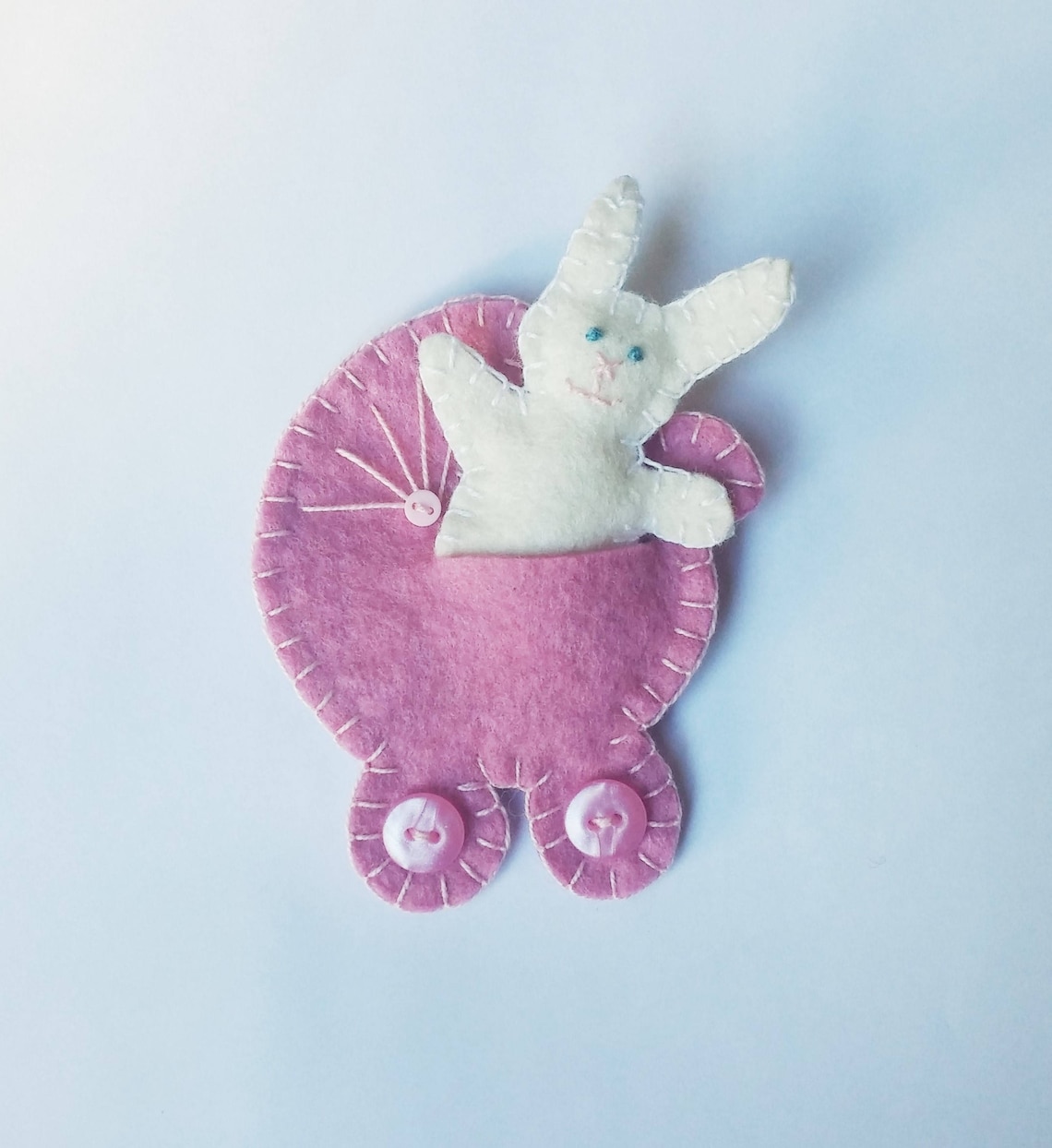 Bunny in Pram Felt Ornament, Little Rabbit With Pram Felt Ornament ...