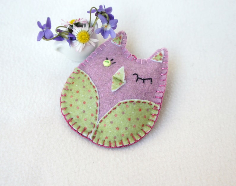 Owl Ornament Felt, Violet, Handmade, Christmas Ornament, Birthday Gift ...