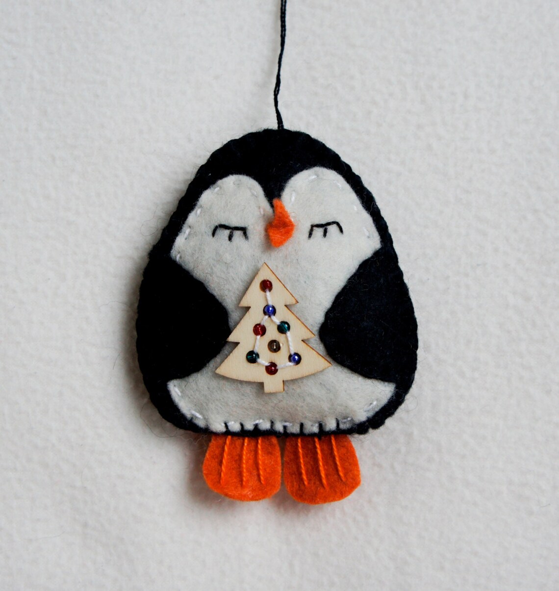 Penguin Ornament Felt, Set of 2, Handmade, Christmas Ornament, Birthday ...