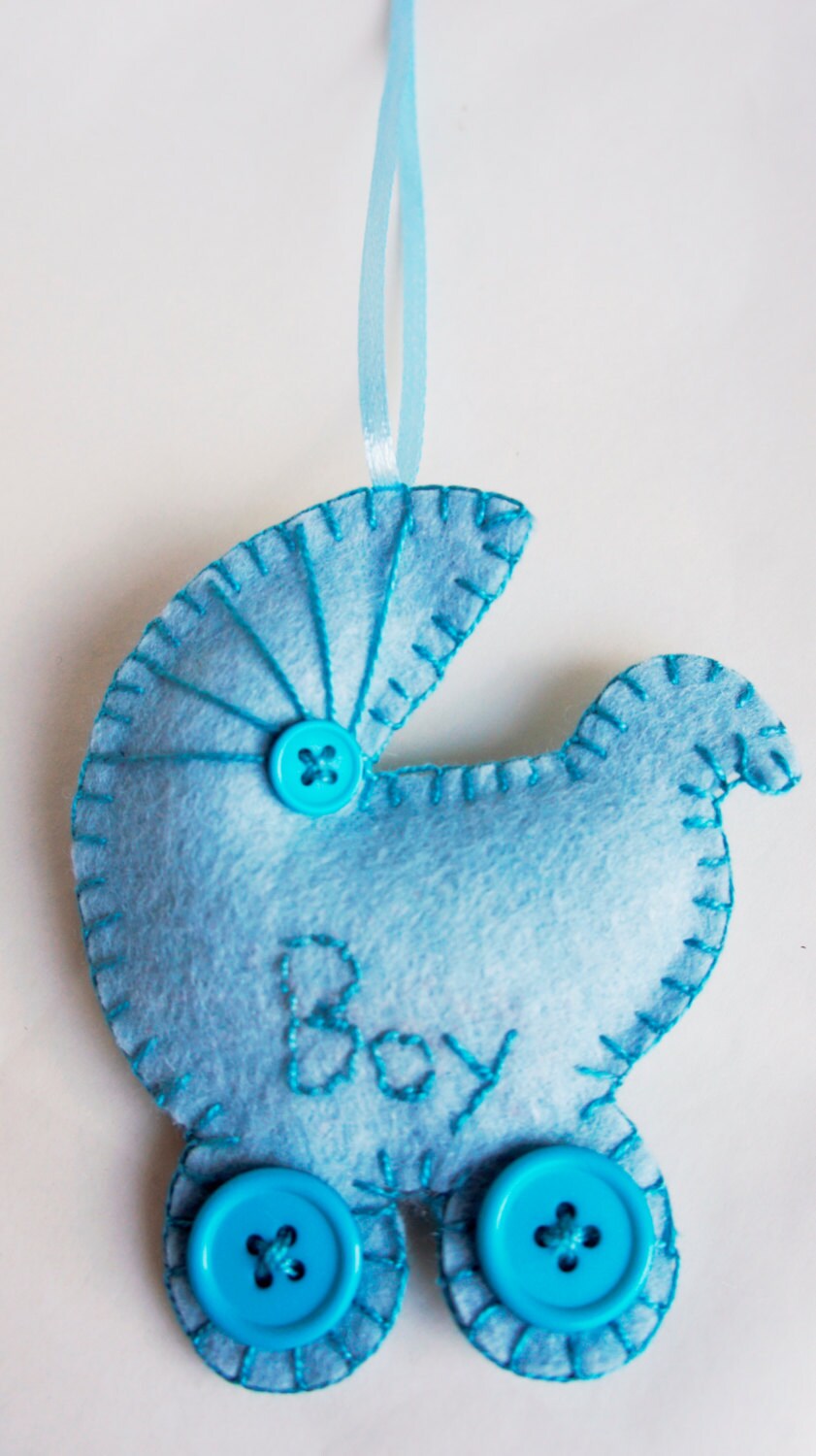 Personalized Felt Pram Ornament, Baby Shower Keepsake, Newborn Present ...