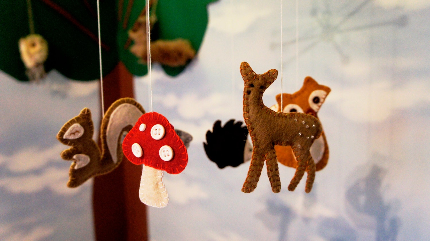 Forest Baby Mobile Felt, Nursery Crib, Crib Mobile, Nursery Decoration ...