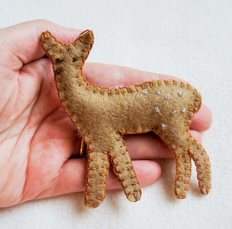 Deer Ornament Felt, Handmade, Christmas Ornament, Birthday Gift ...