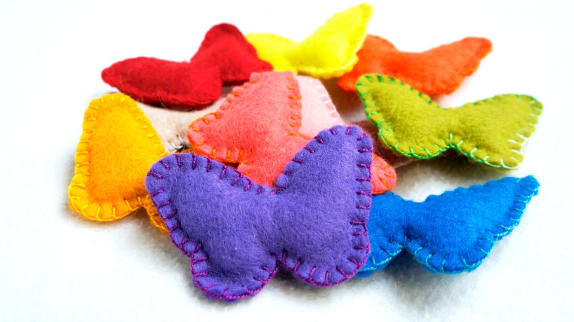 Butterfly Felt Ornament Set of 10 Varicoloured Spring - Etsy