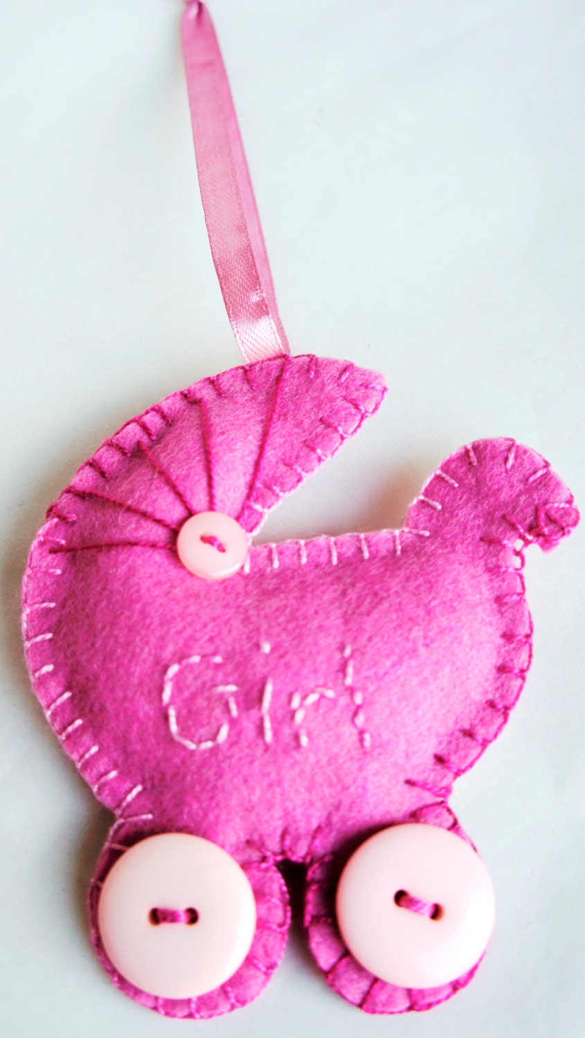 Personalized Felt Pram Ornament, Baby Shower Keepsake, Newborn Present ...