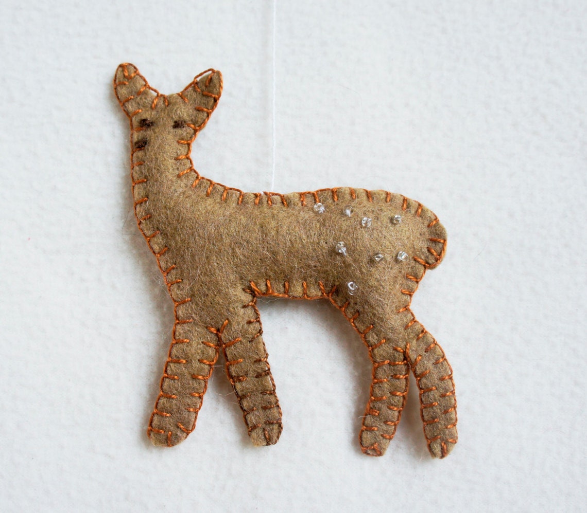 Deer Ornament Felt, Handmade, Christmas Ornament, Birthday Gift ...