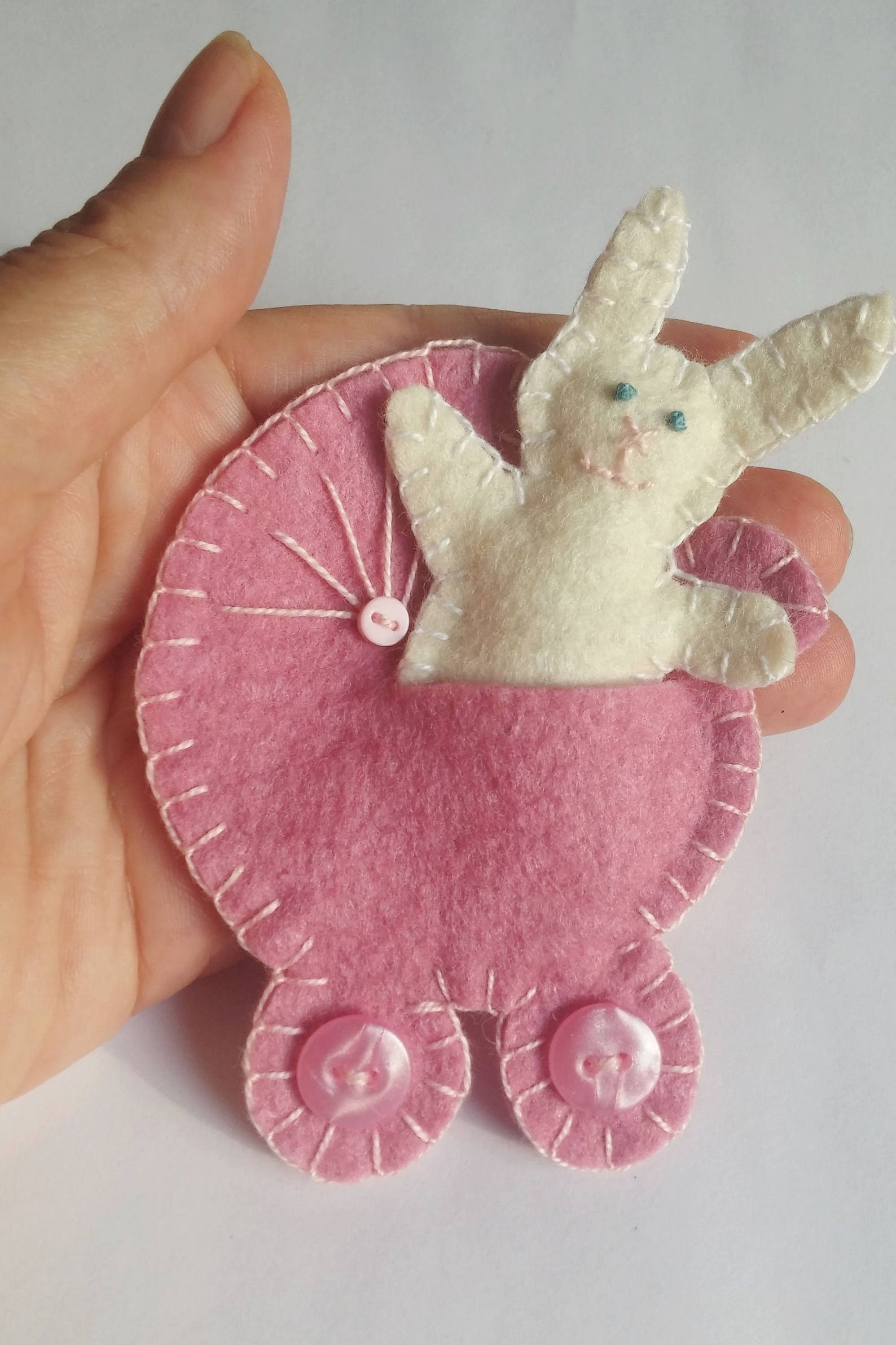 Bunny in Pram Felt Ornament, Little Rabbit With Pram Felt Ornament ...