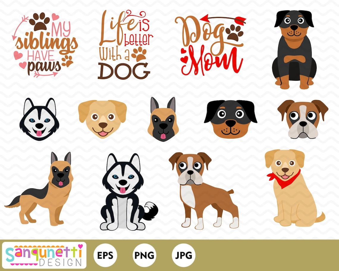 Large Breed Dog Clipart Pet Digital Art Instant Download | Etsy
