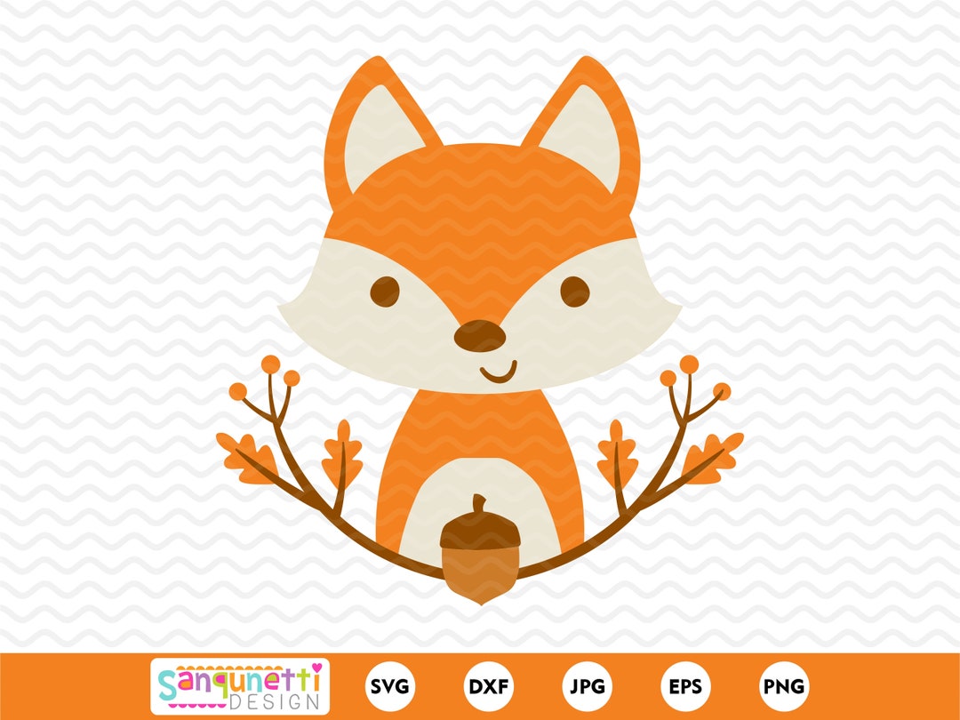 Renard d'automne avec feuilles SVG, feuilles et glands, fichier de ...