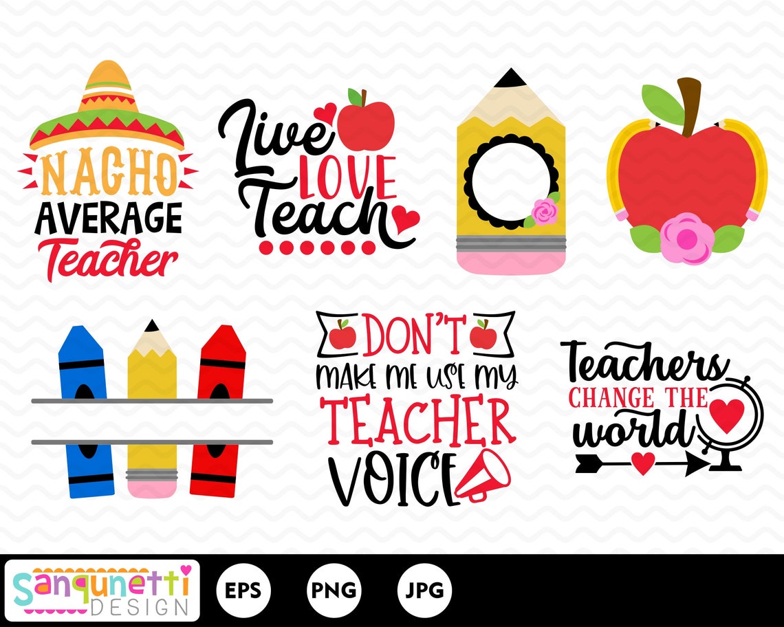 Teacher Clipart and Lettering School Digital Art Graphics - Etsy