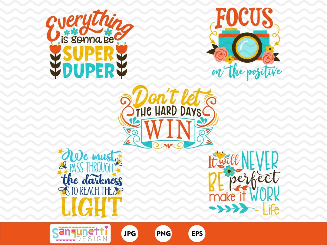 Positivity Sayings Clipart, Inspiratonal Digital Art, Instant Downlod ...