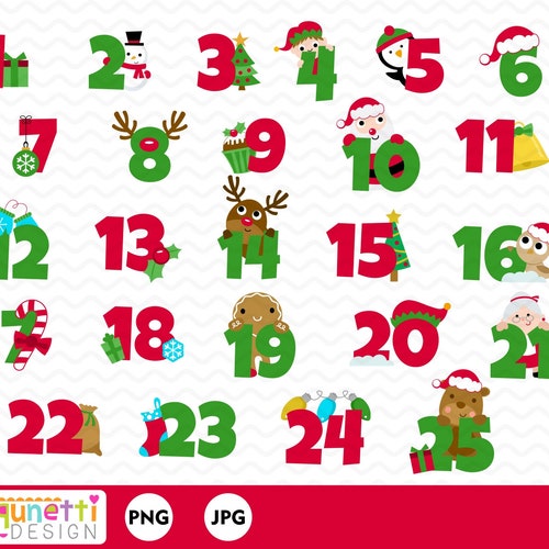 25 Days of Christmas Clipart Christmas Numbers Christmas - Etsy UK
