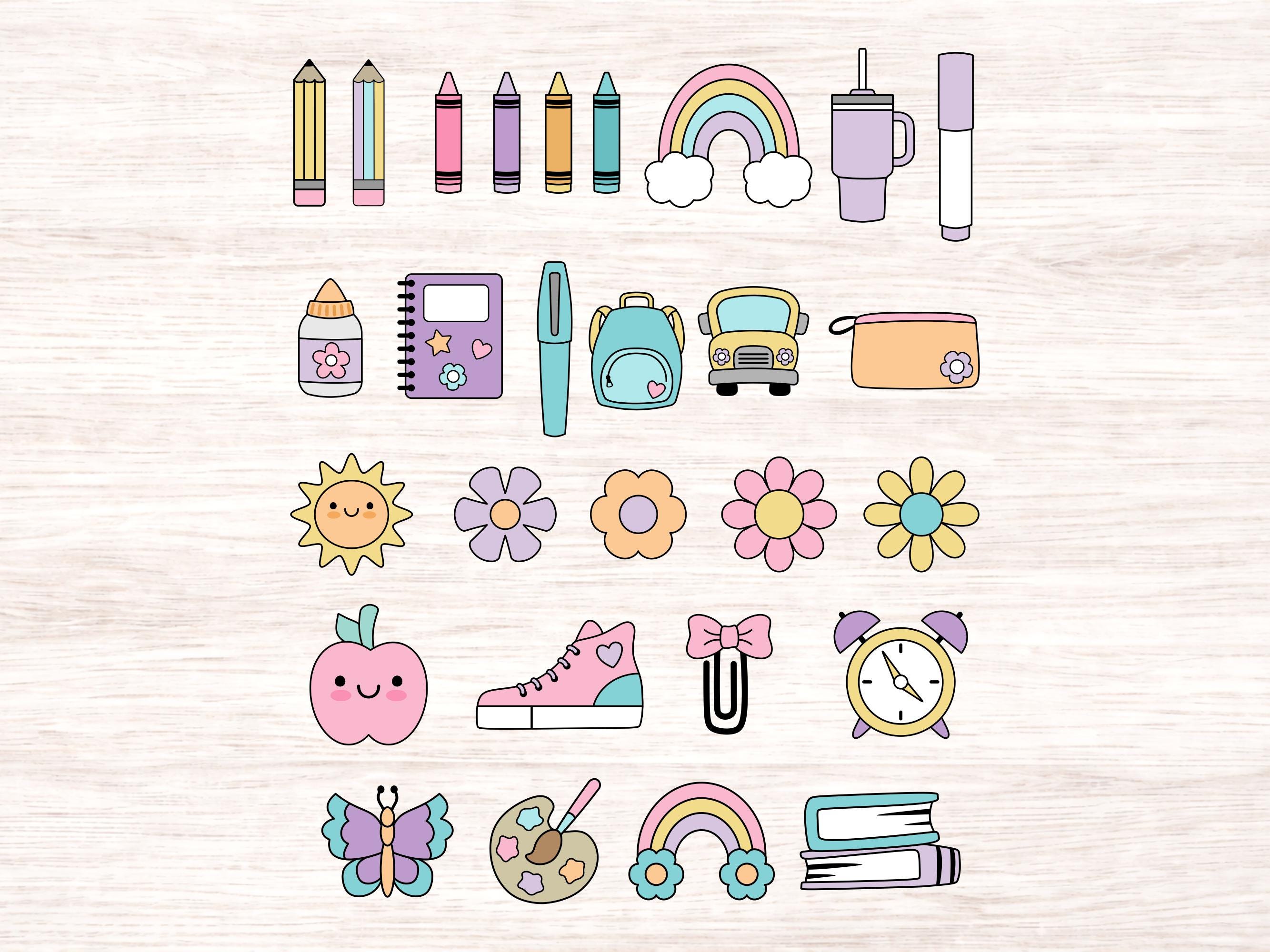 Adorable Pastel School Clip Art and SVG Bundle - Back to School ...