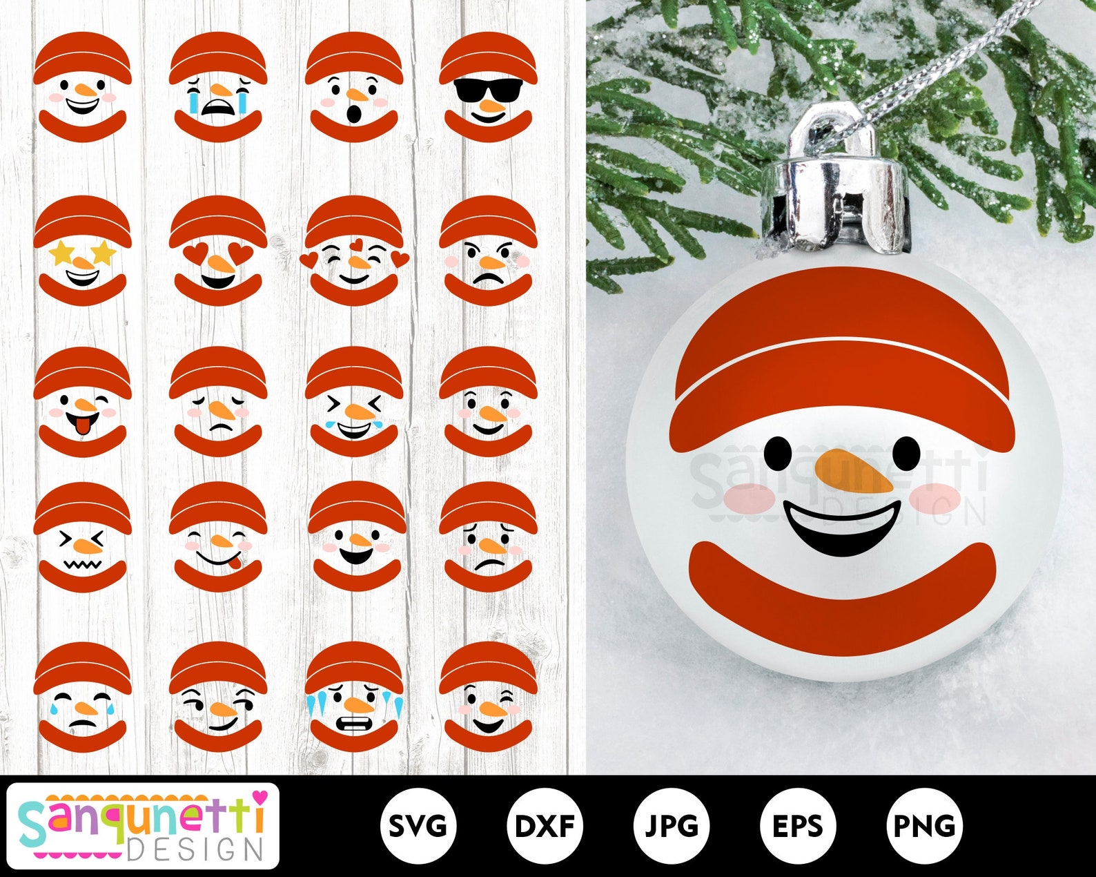 Snowman Faces SVG Bundle Snowman Ornaments Bundle Snowman - Etsy