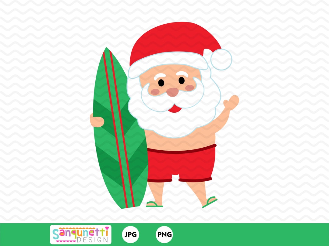 Beach Christmas Santa Clipart, Summer Santa Graphic Instant Download - Etsy
