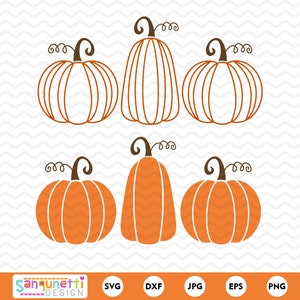 Pumpkin Trio SVG, Fall Pumpkins Cut File, Pumpkin Digital Art, Instant ...