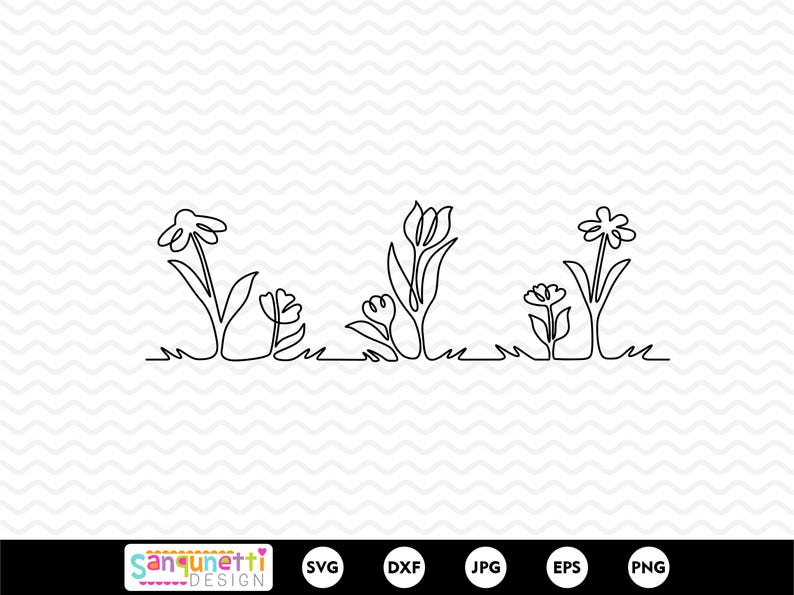 Minimal Flower Line Art SVG Bundle | Continuous Floral Outline Design ...