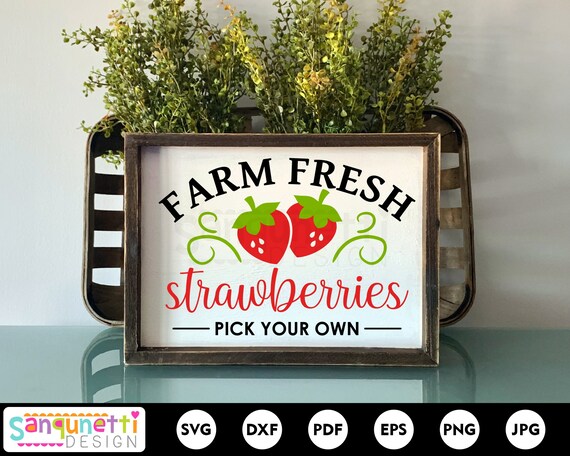 Farm fresh strawberries SVG Farmers Market sign png jpg dxf | Etsy