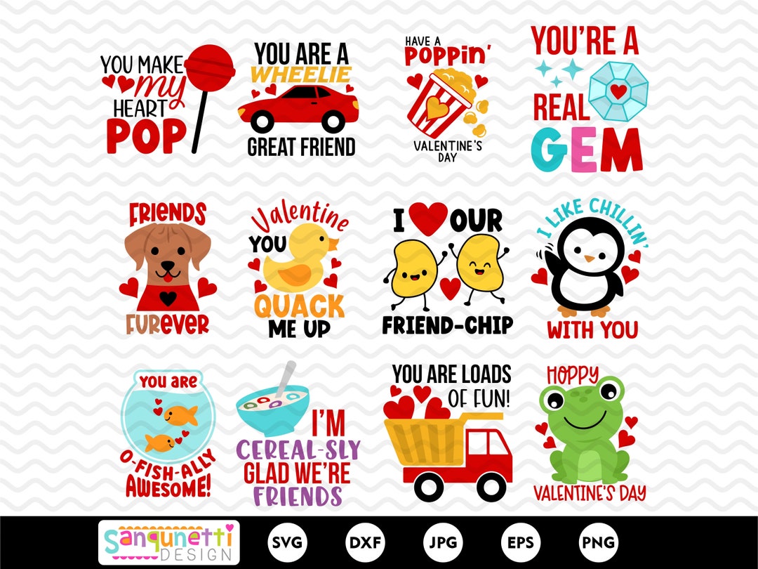Adorable Classroom Valentines SVG and Clipart Bundle | Kids Valentine ...