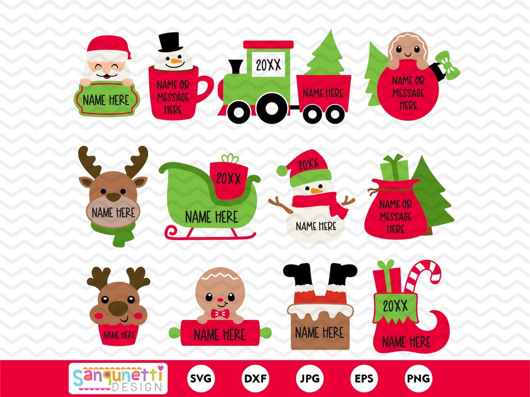 Christmas Labels SVG Clipart Bundle: Santa, Snowman, Reindeer (digital ...