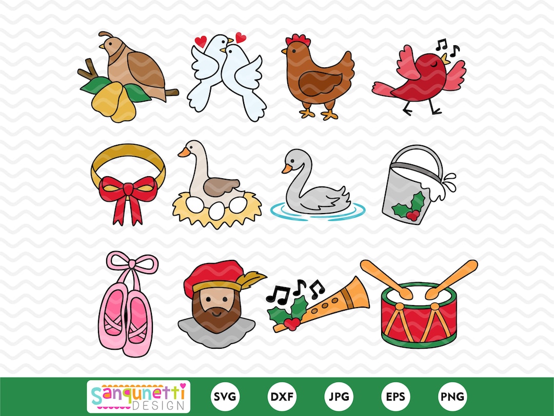 12 Days of Christmas Clipart Set: Chunky SVG Bundle (digital Download ...