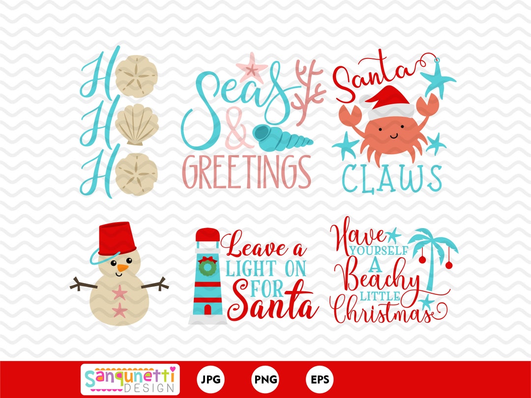 Coastal Christmas Clipart, Beach Digital Art, Instant Download - Etsy