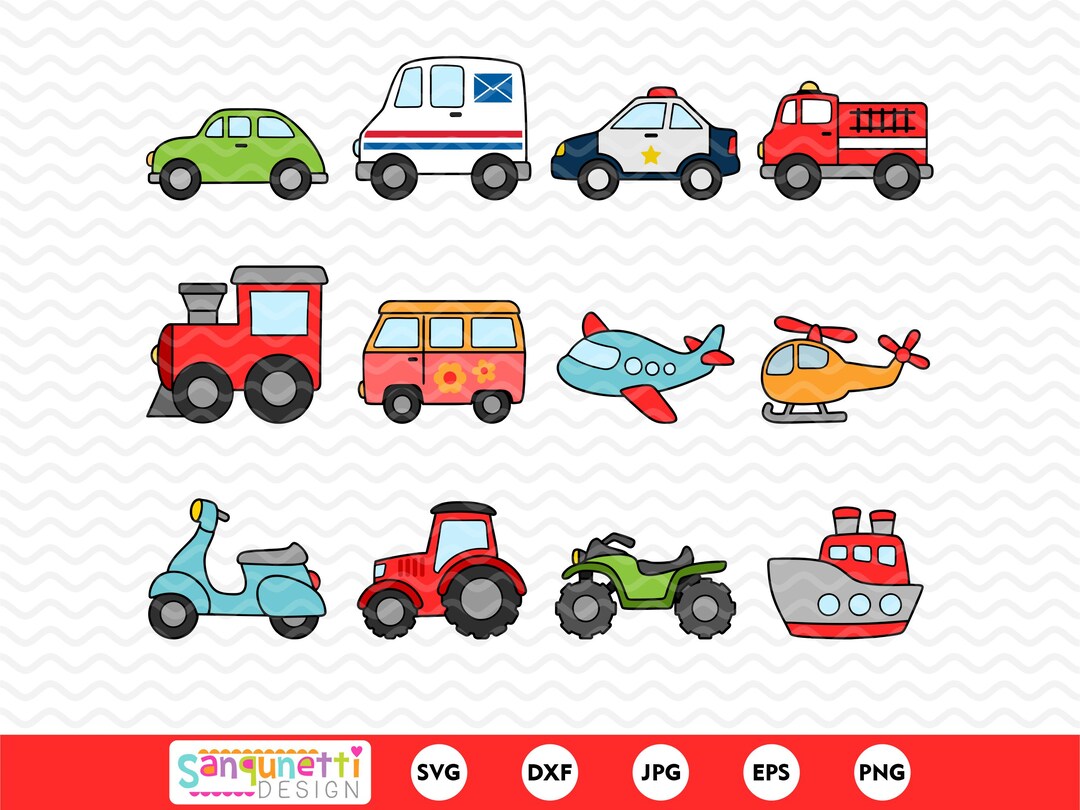 Chunky Transportation Clipart Bundle, Cute Vehicles Clipart - Etsy