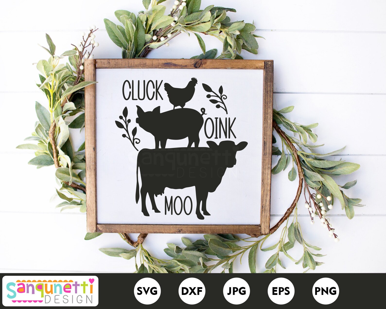 Cluck Oink Moo SVG Farmhouse Rustic SVG for Home and Kitchen - Etsy
