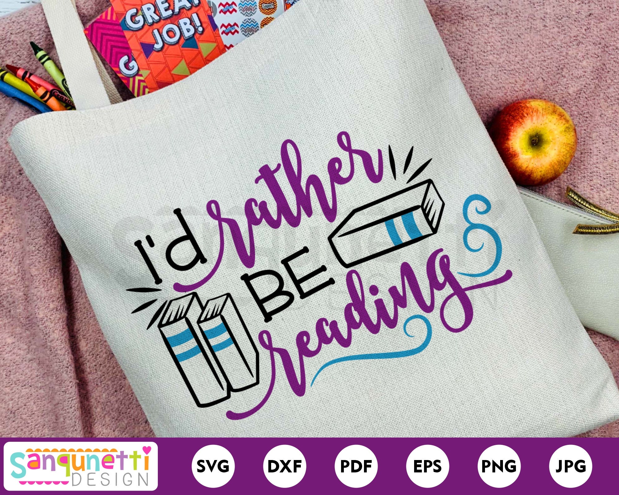 I'd Rather Be Reading Svg Books and School Cut File Book | Etsy