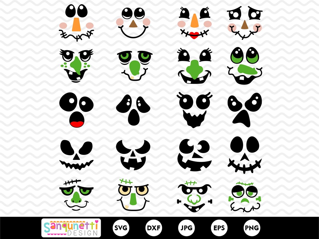 Halloween Faces Bundle, Fall Faces SVG - Etsy