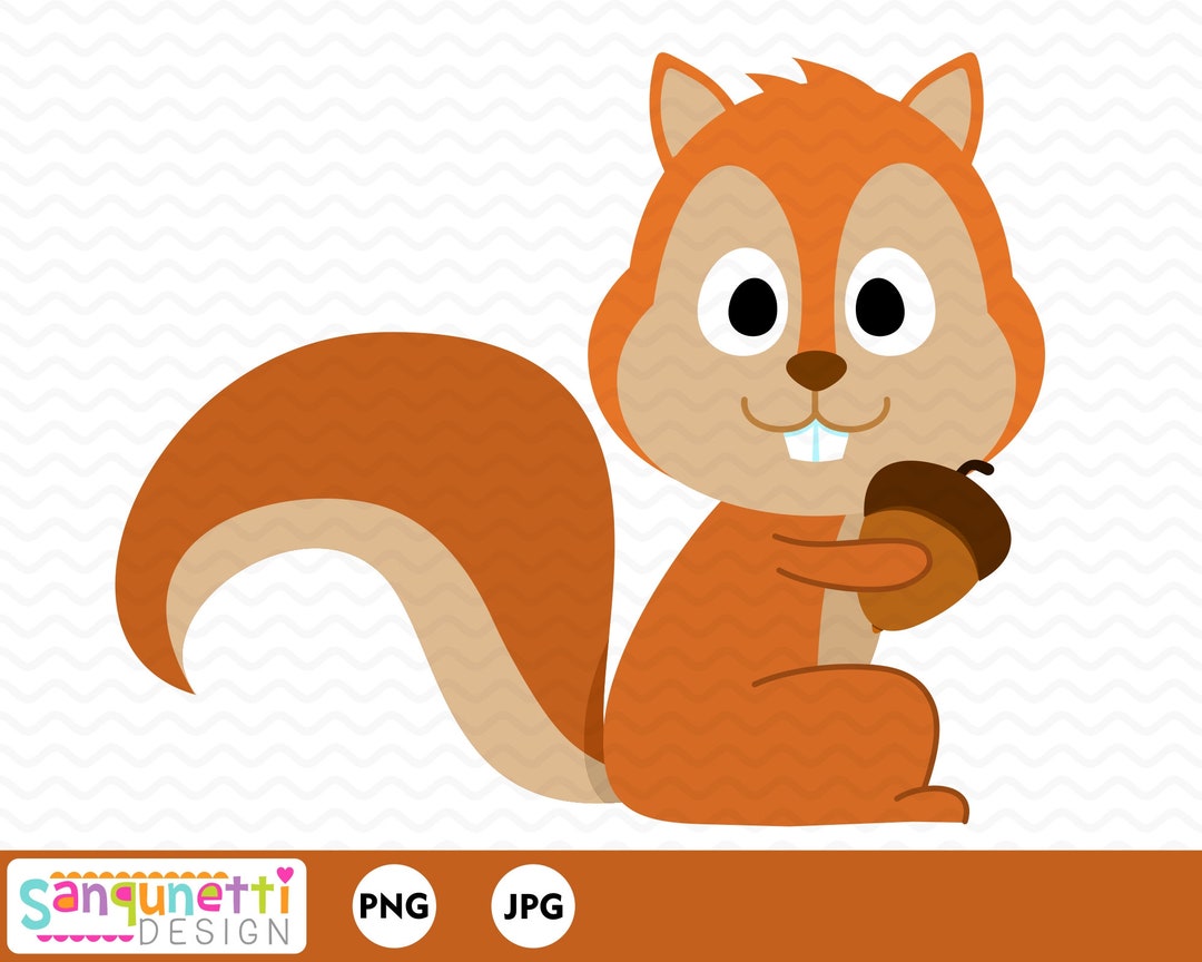 Squirrel Woodland Clipart With Acorn Graphic - Etsy
