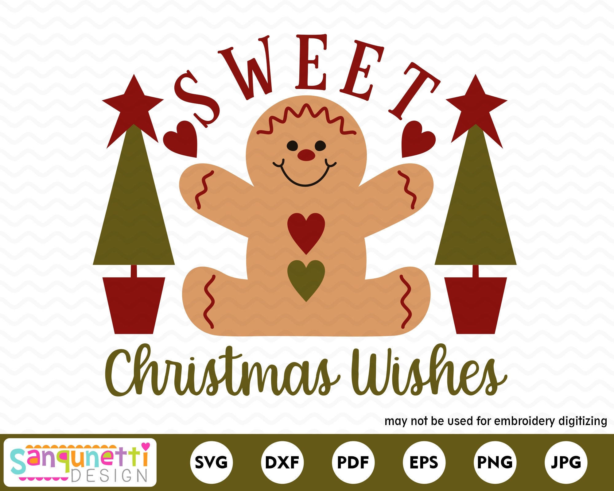 Sweet Christmas Wishes SVG Gingerbread Holiday Cutting File - Etsy