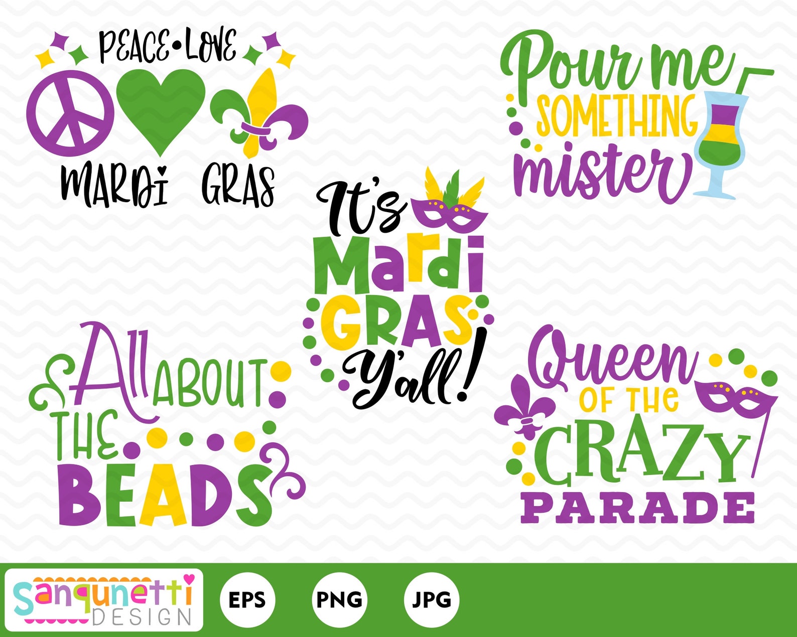 Mardi Gras Clipart Parade Digital Art Mardi Gras Beads and - Etsy