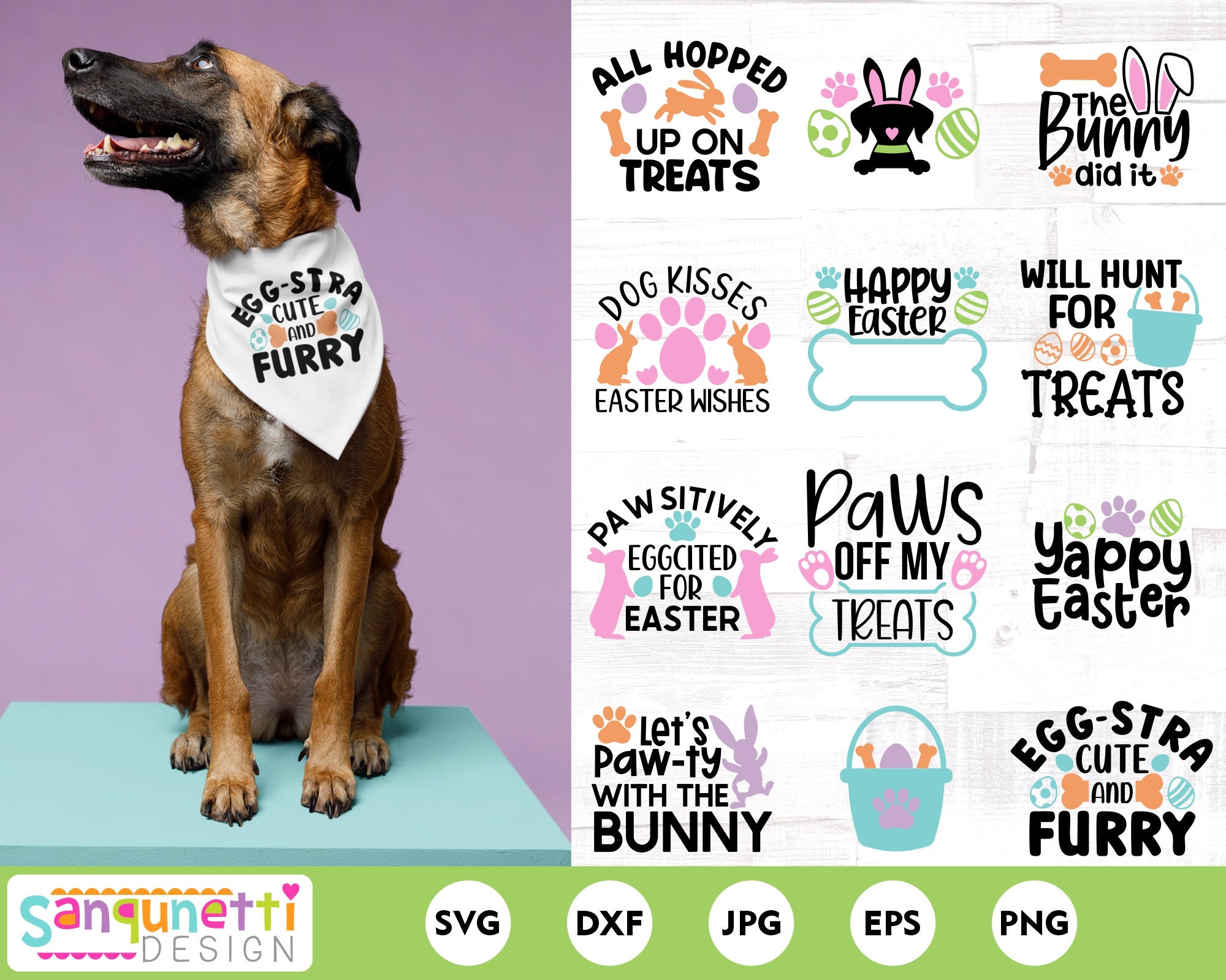 Easter Dog SVG Bundle Easter Dog Clipart Dog Bandana Bundle - Etsy