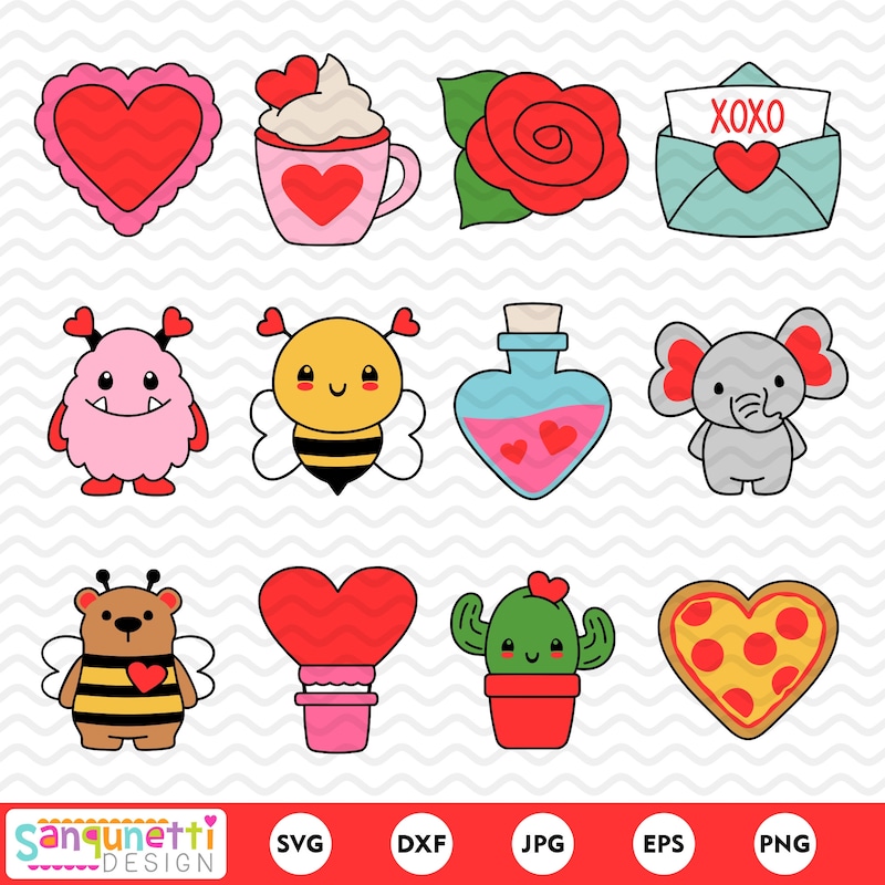Valentine Bee Clipart - Etsy