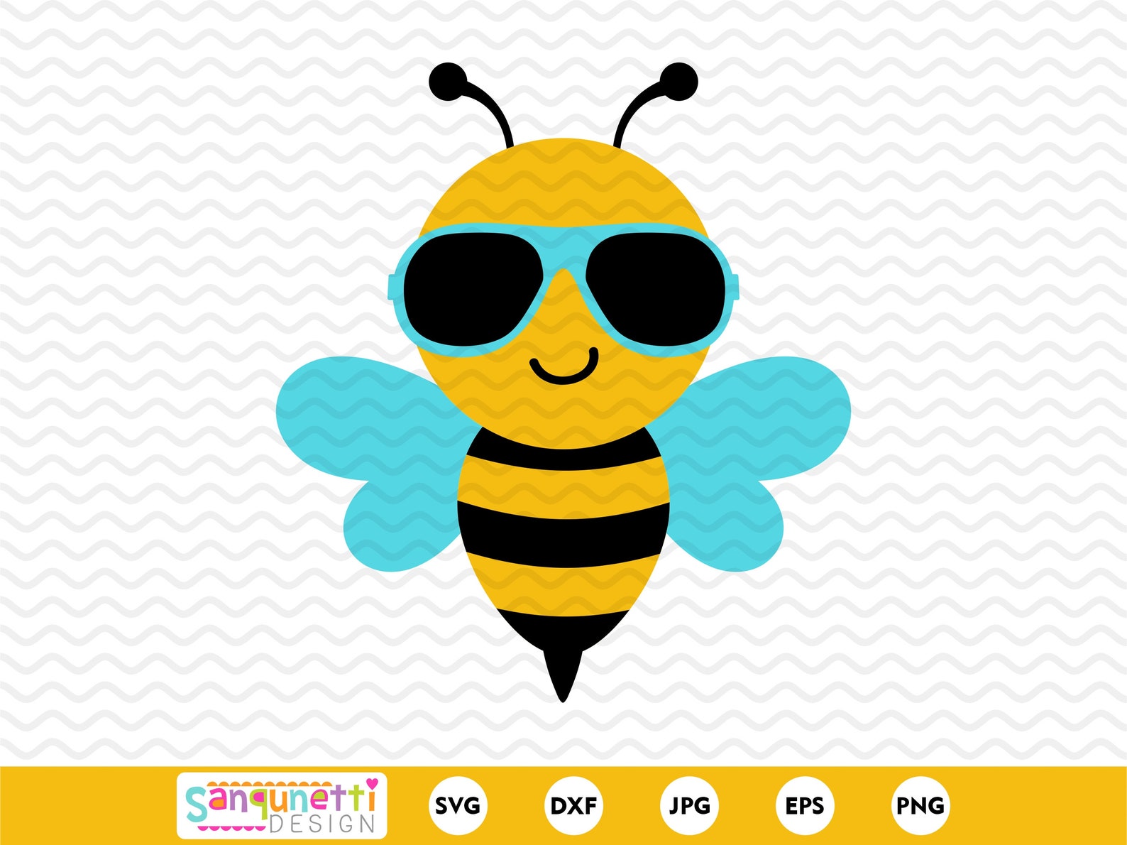Summer Bee SVG, Honey Bee Cut File, Bee With Sunglasses, Digital Art ...