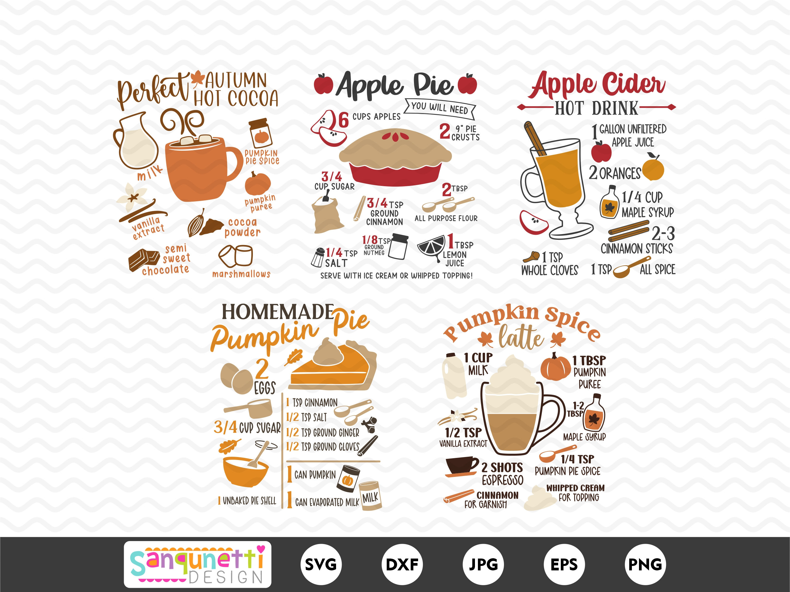Fall Recipe SVG Bundle: Baking Graphics (digital Download) - Etsy