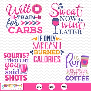 Funny Workout and Fitness Clipart, Exercise Digital Art, Instant ...