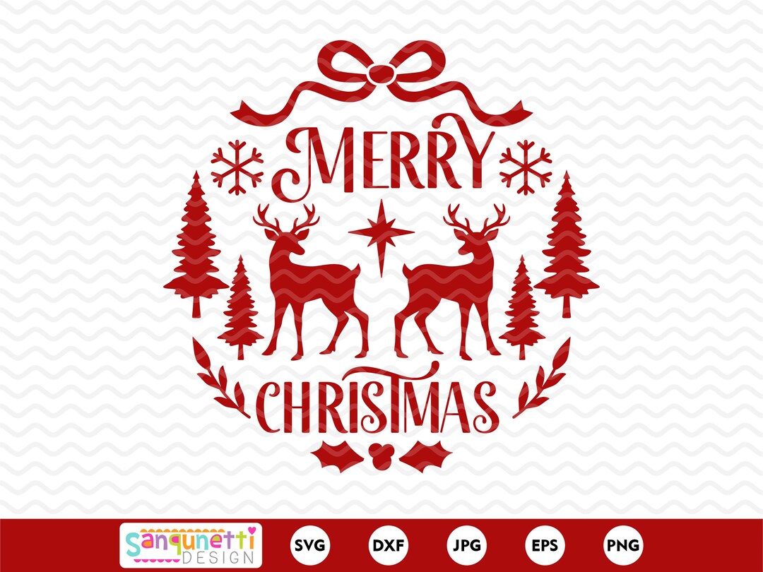 Merry Christmas Reindeer Round SVG | PNG Design - Etsy
