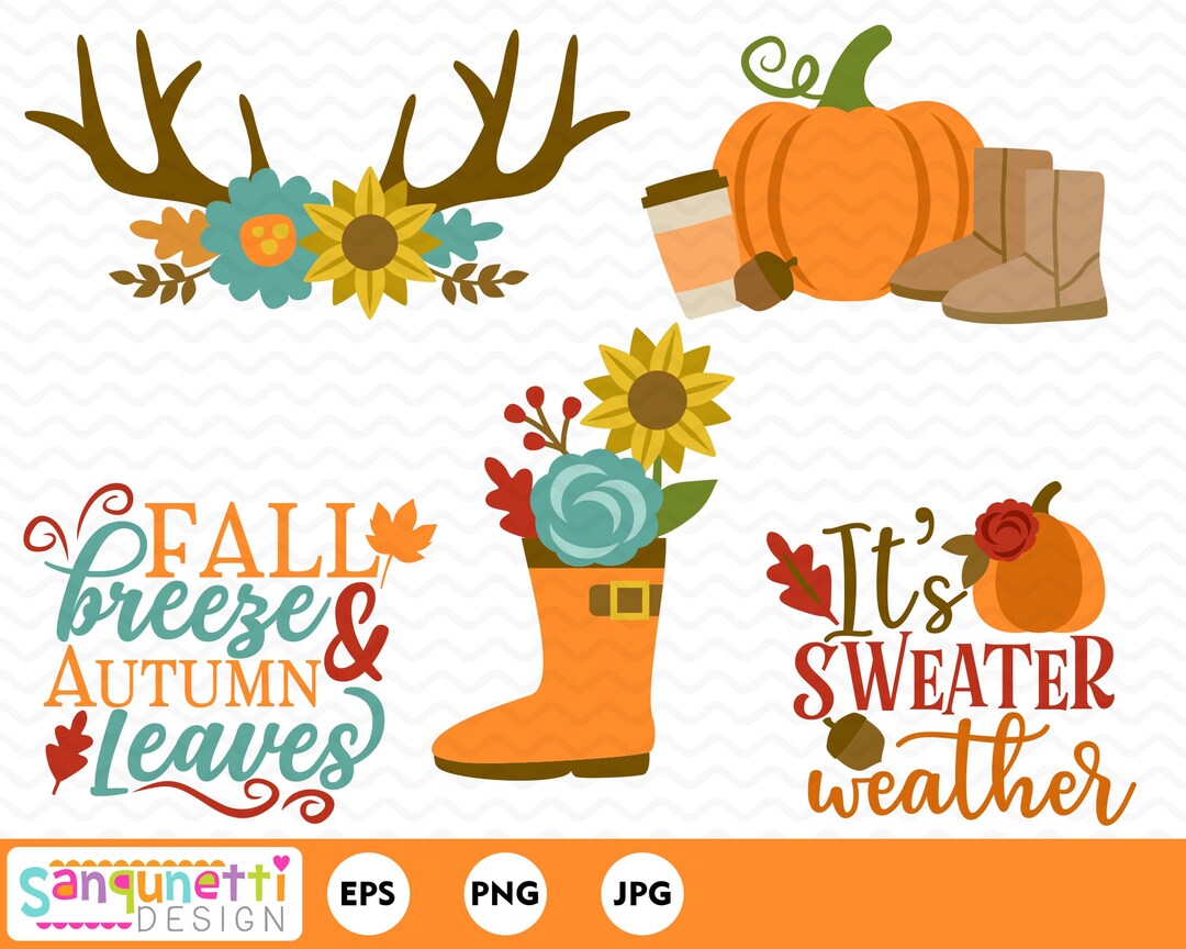 Fall Harvest Leaves and Lettering Clipart Pumpkin Digital Art - Etsy