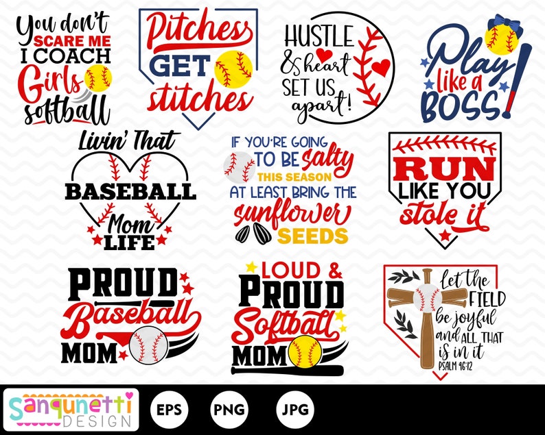 Baseball and Softball Clipart Spring Sports Clipart Digital - Etsy