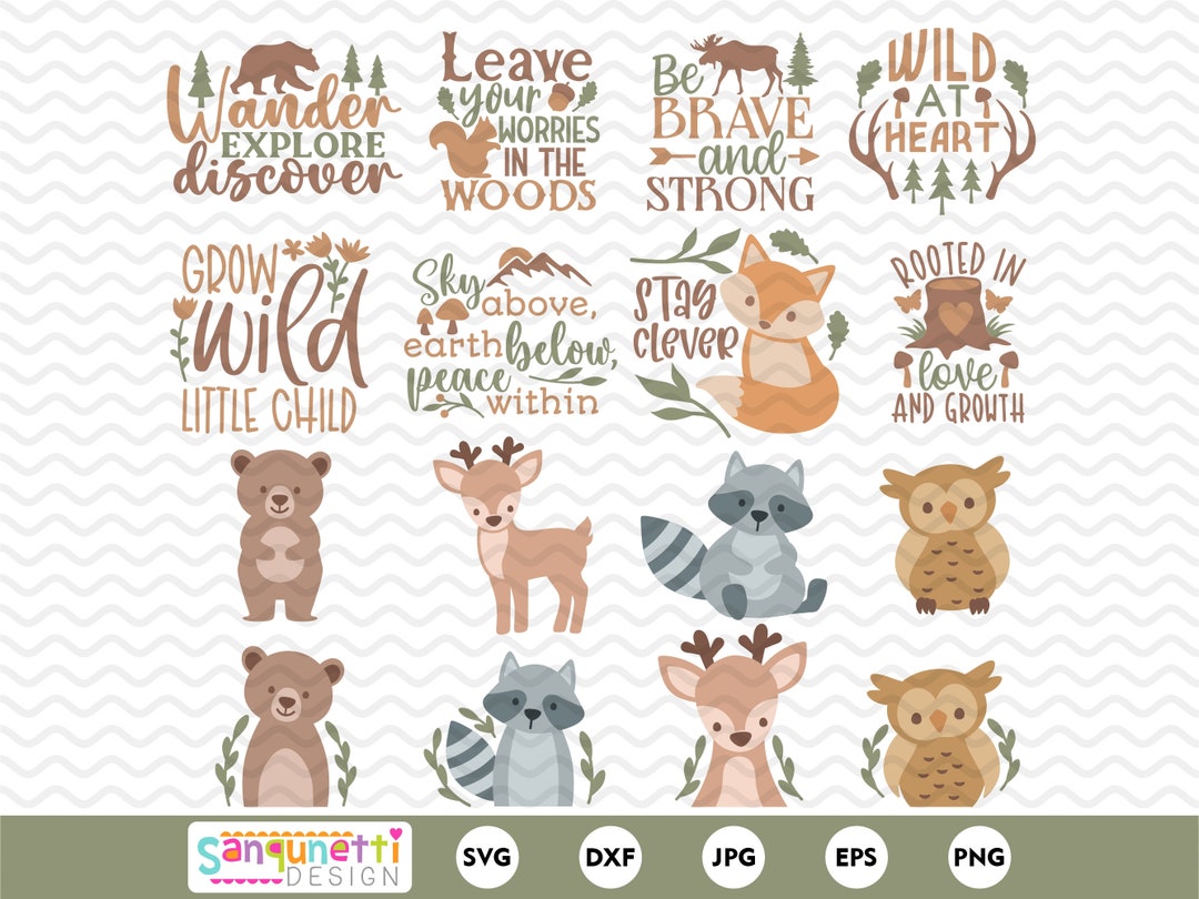Whimsical Woodland SVG Bundle - Woodland Animals and Lettering SVG and ...