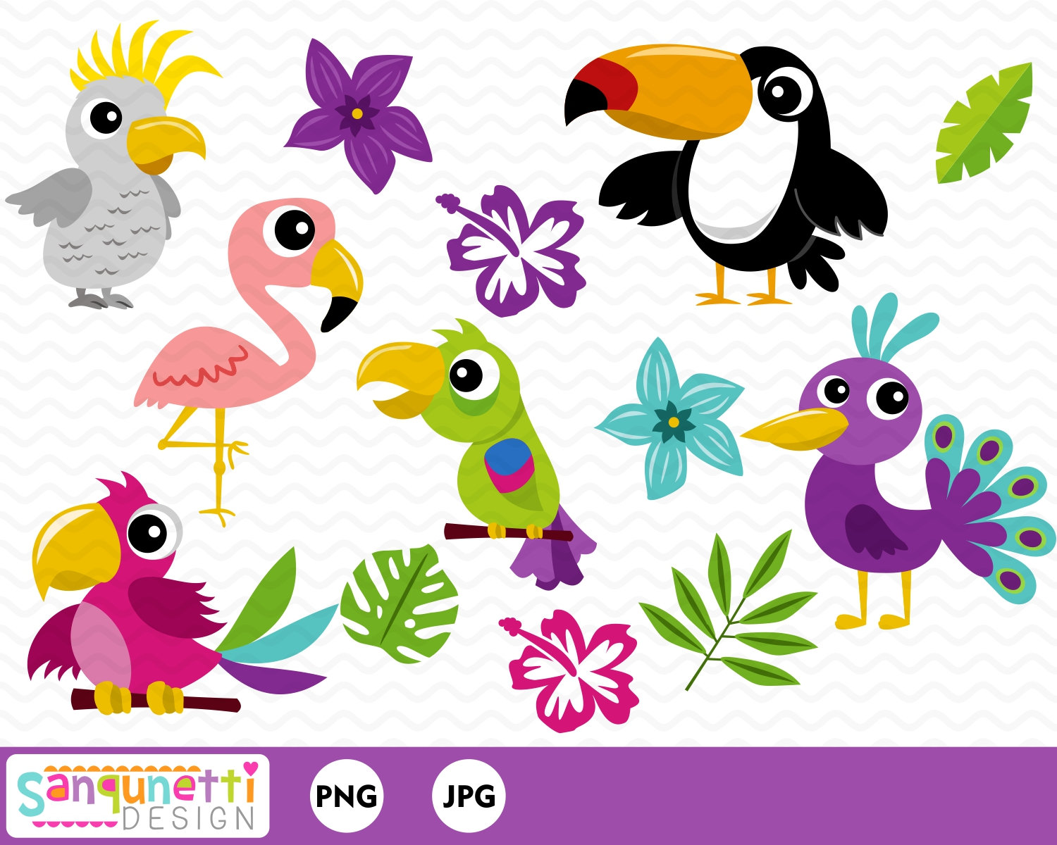 Tropical Birds Clipart Spring