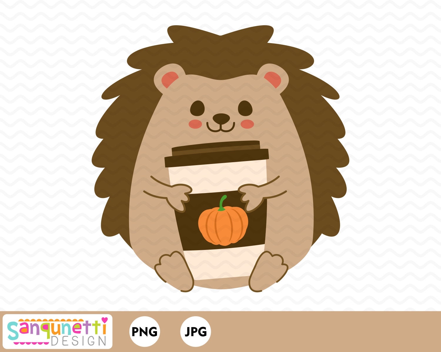 Hedgehog fall clipart pumpkin spice digital art instant | Etsy