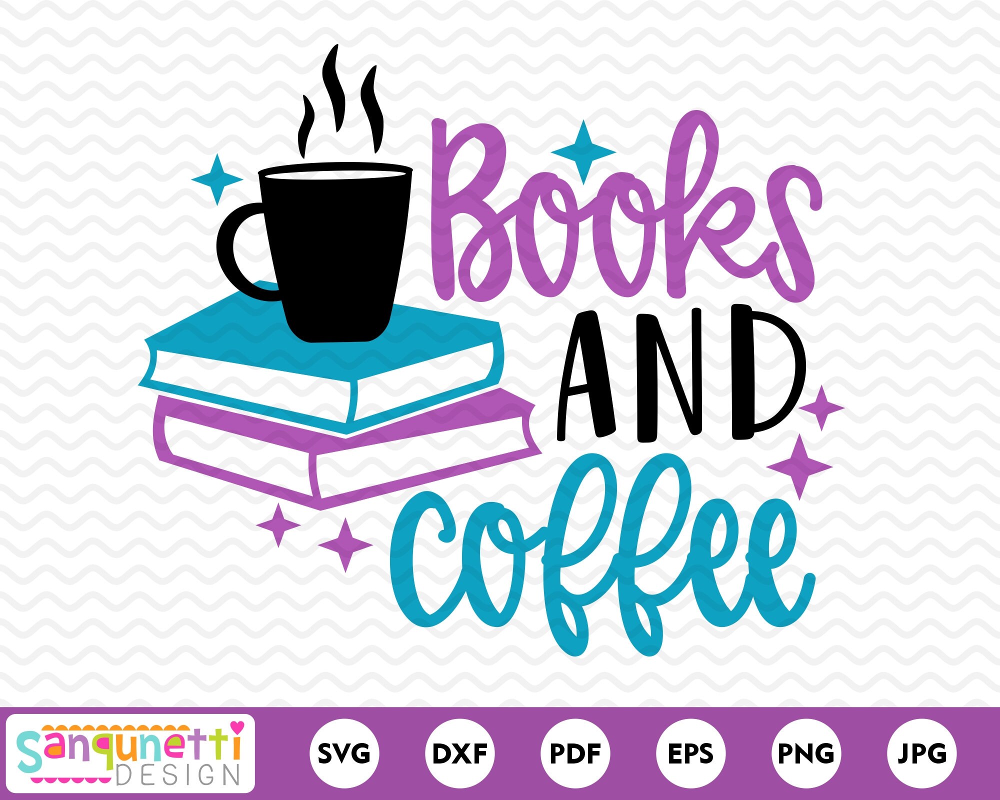 Books and Coffee SVG Book Lover and Reading Cut File for - Etsy Israel