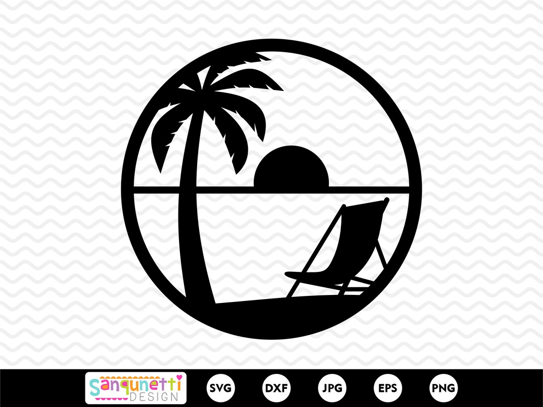 SVG Beach Circle Frame Silhouette Design - Summer Digital File - Etsy