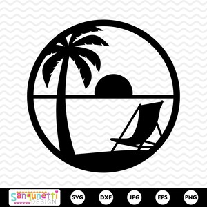 SVG Beach Circle Frame Silhouette Design - Summer Digital File - Etsy