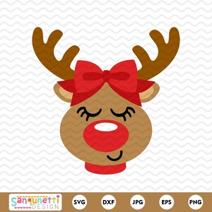 Reindeer Girl Face Svg, Christmas Cutting File, Silhouette or Cricut ...